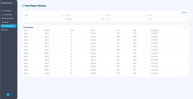 PastPaperTracker - Track Your Past Papers, Master Your Exams
